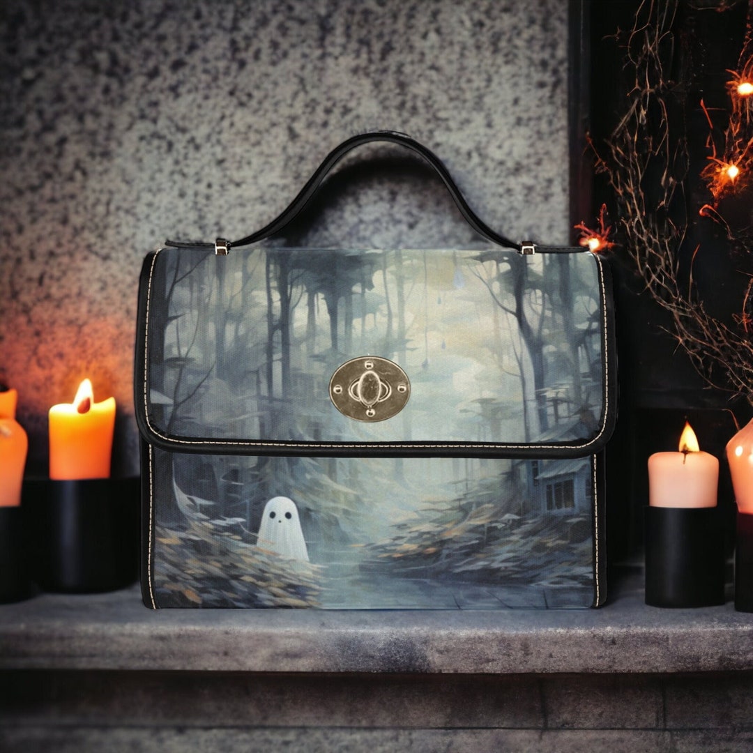 Sweet Gothic Ghostie Canvas Satchel, Haunted Forest Lonely Ghostie ...