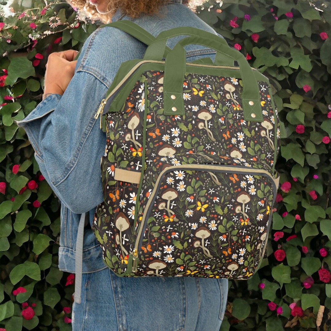 Woodland Mushroom Backpack, Forestcore Laptop Backpack, Dark ...