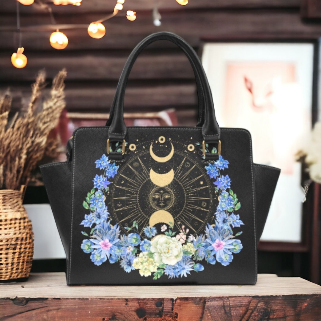 Floral Zodiac Classic Handbag, Whimsigoth Vegan Leather Purse, Boho ...