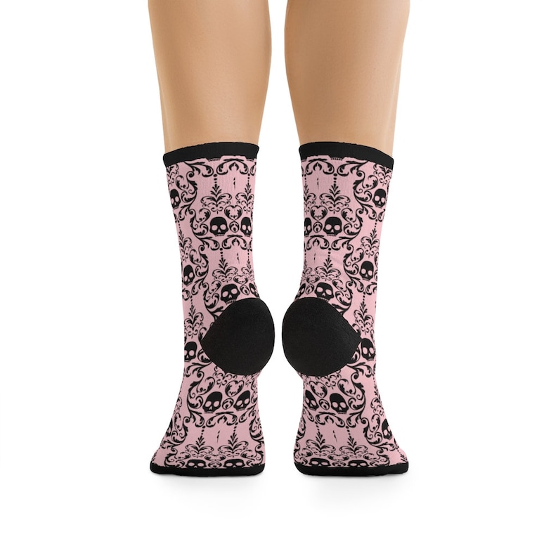 Black Skulls on Pink Socks Pastel Goth Socks Pastel | Etsy