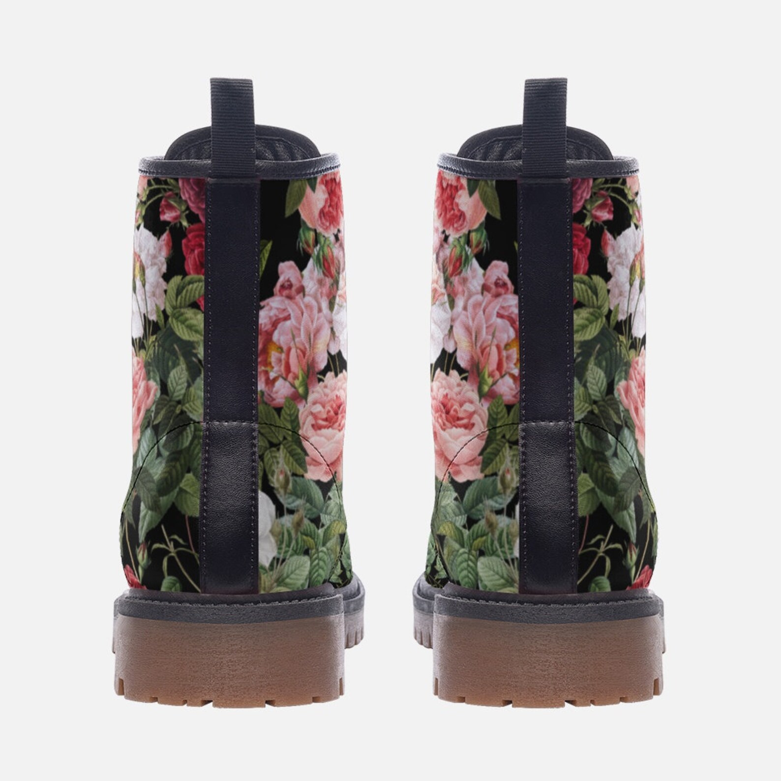 Vintage Pink Roses Floral Vegan Combat Boots Vintage Rose - Etsy