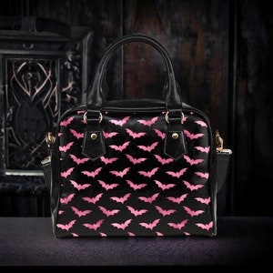 Pink Bats Bag, Pastel Goth Hot Pink Bats Purse, Vegan Leather Witchy ...