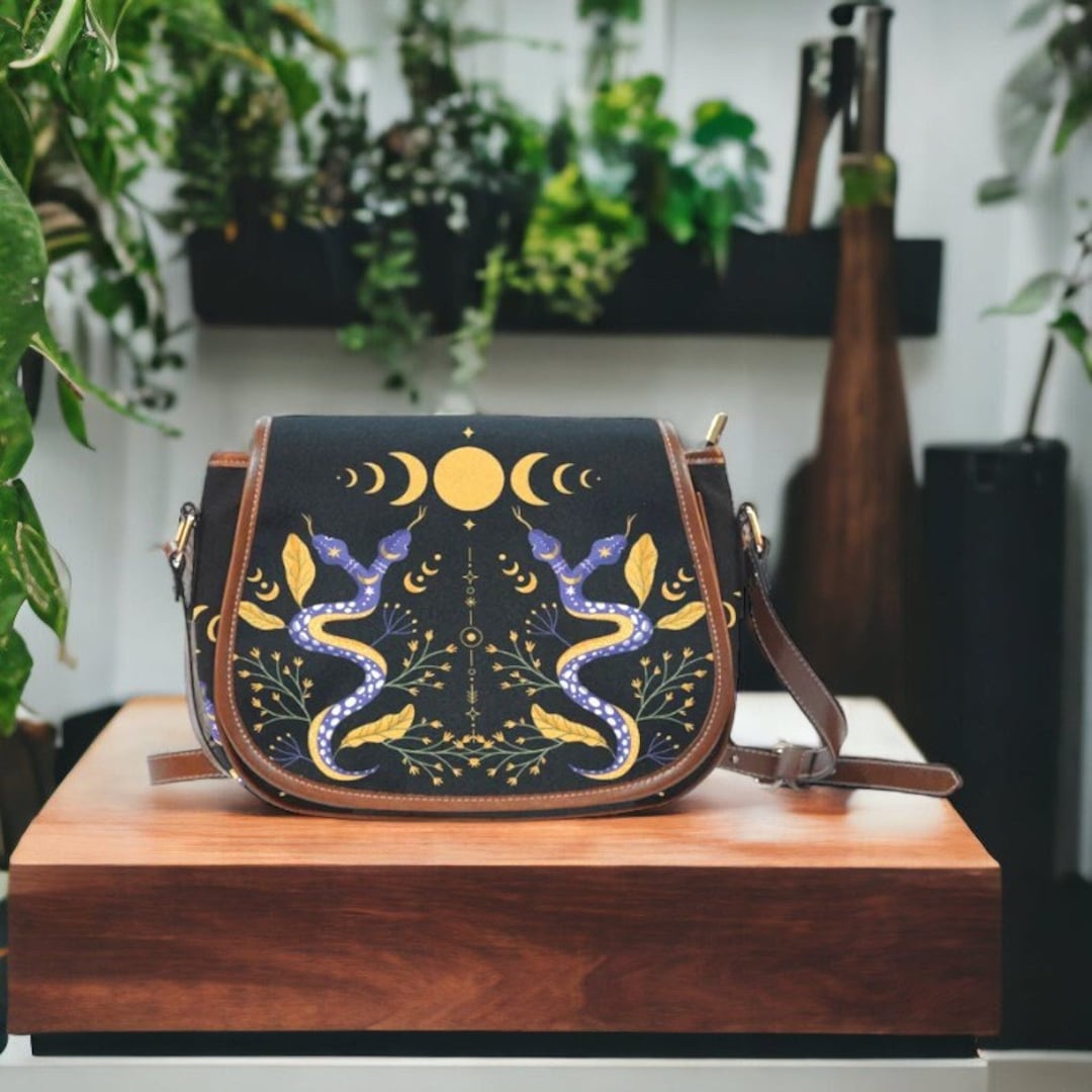 Mystical Twin Snakes Saddle Bag Purse, Celestial Snakes Cross-body Bag ...