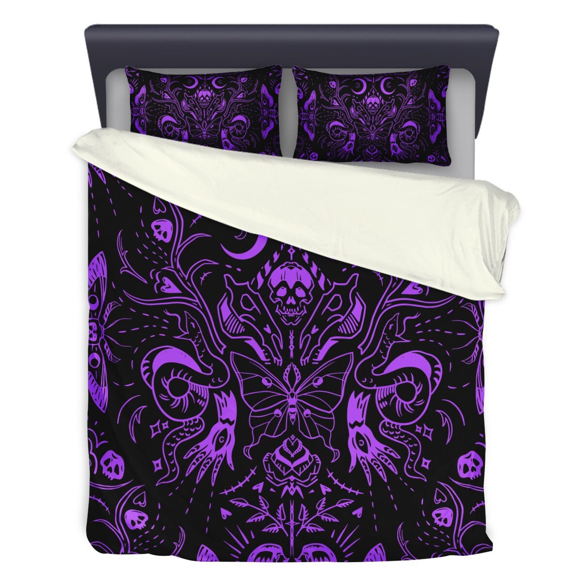 Whimsigoth 3 Piece Bedding Set Witchcore Decor Purple Black Gothic ...