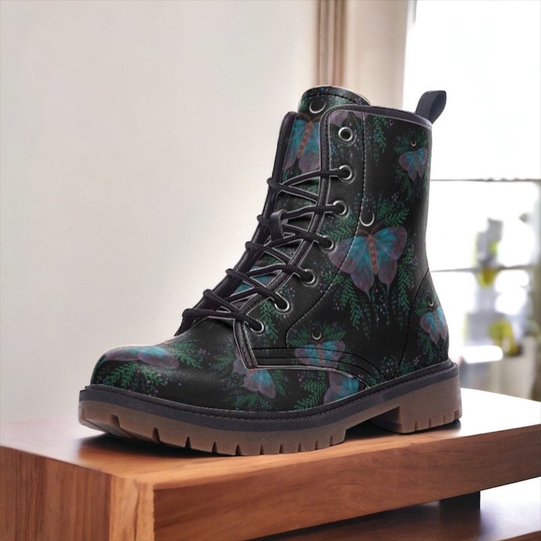 Dark Celestial Butterflies Boots Whimsigoth Boots Witchy - Etsy