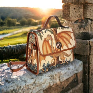 Boho Medieval Dragon Handbag, Cottagecore Dragon Satchel Bag ...