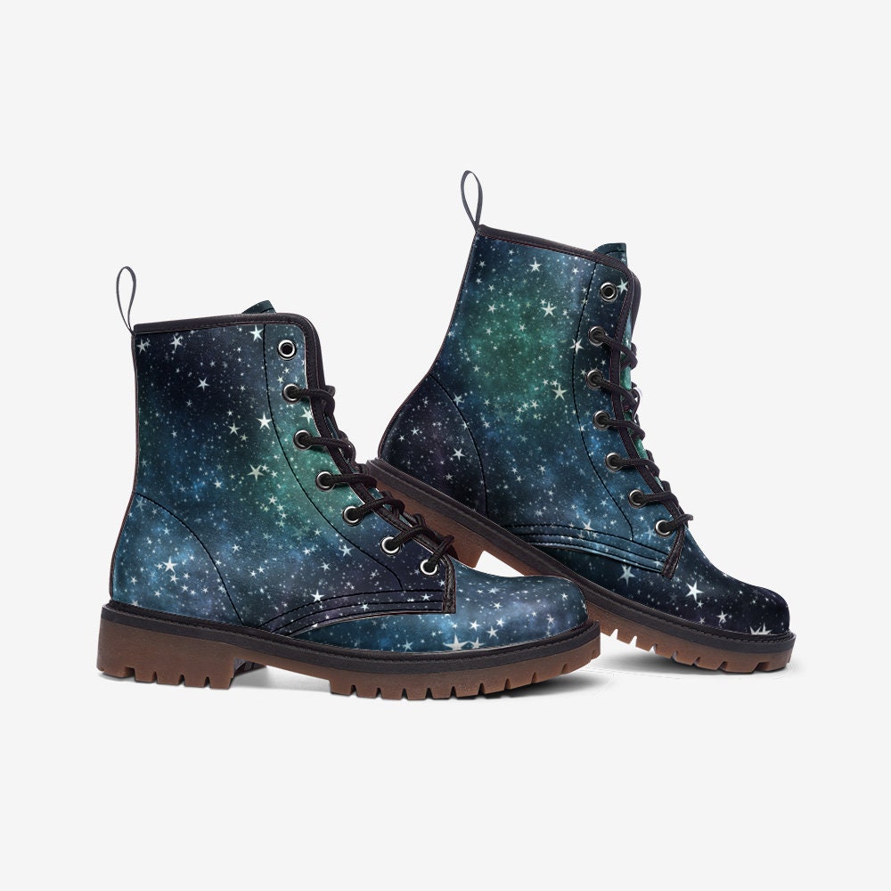 Magic Galaxy Vegan Combat Boots, Celestial Combat Boots, Pretty Punk ...