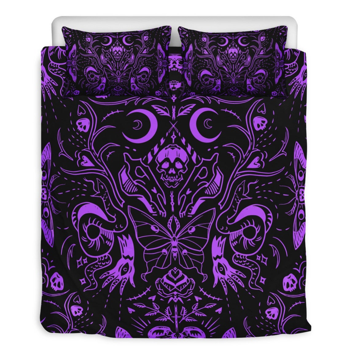 Whimsigoth 3 Piece Bedding Set Witchcore Decor Purple Black Gothic ...