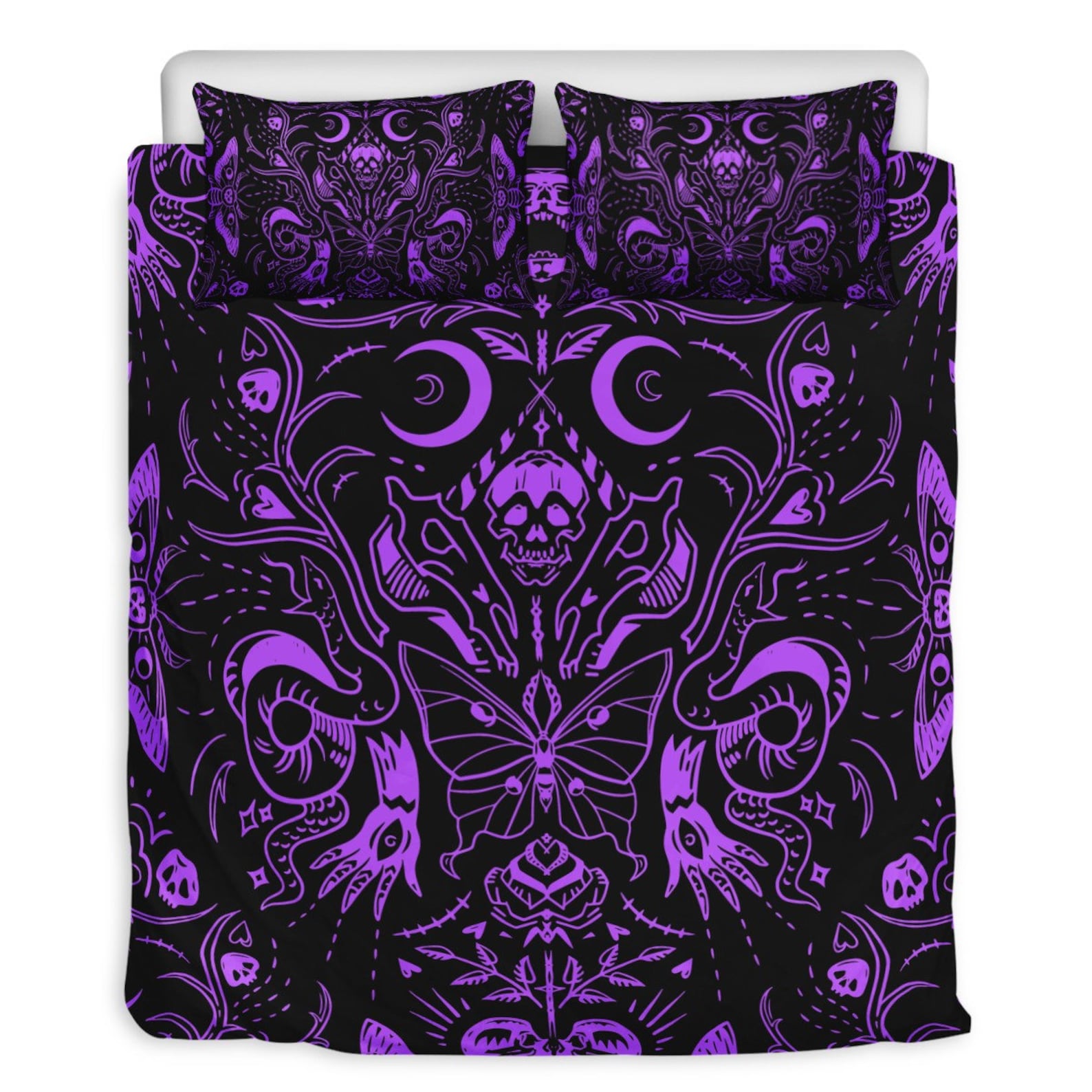 Whimsigoth 3 Piece Bedding Set Witchcore Decor Purple Black Gothic ...