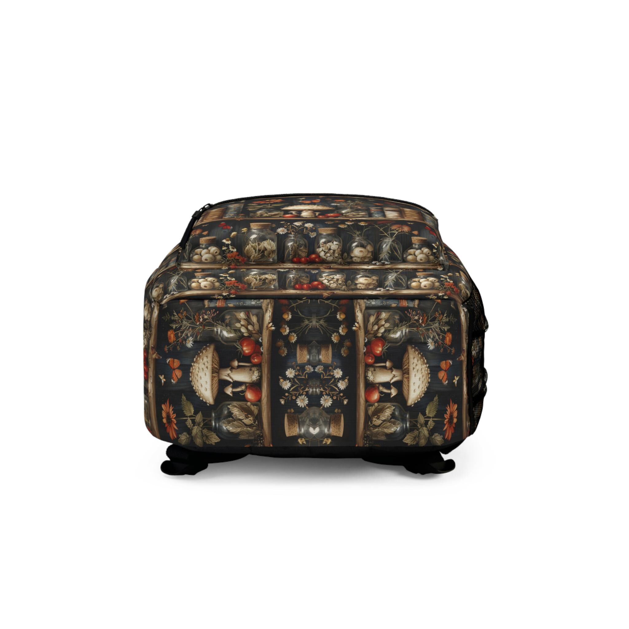 Goblincore Apothecary Books Backpack, Mushrooms, Magic Herbs, Dark ...
