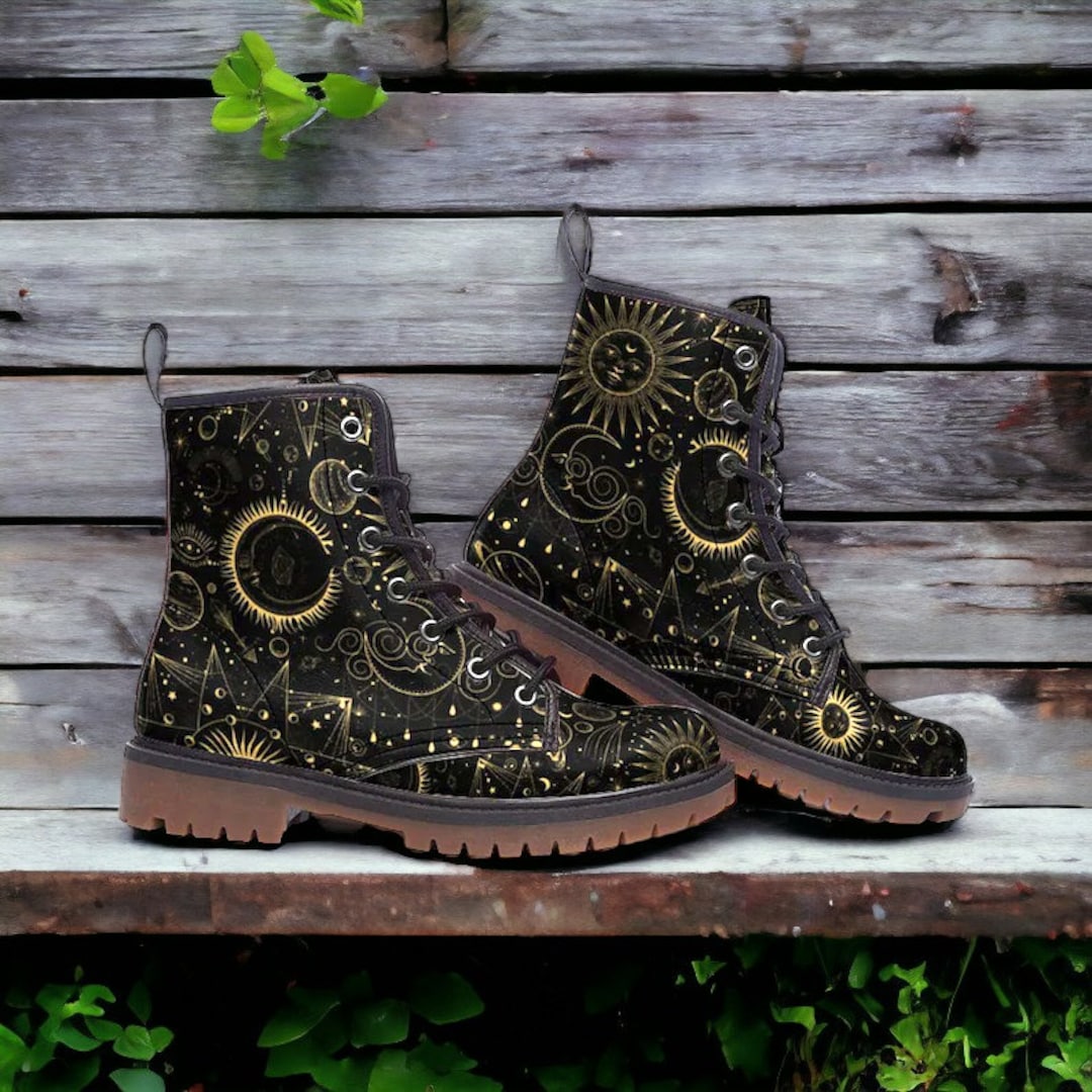 Zodiac Celestial Vegan Combat Boots, Celestial Boots, Mystical Combat ...