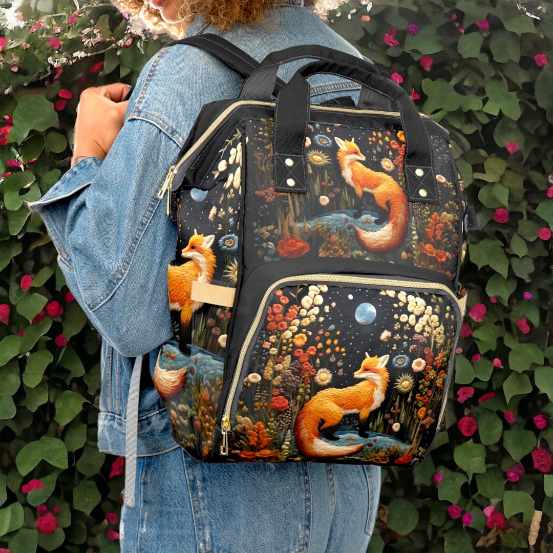Faux-embroidery Fox Multifunctional Backpack, Cottagecore Fox Laptop ...