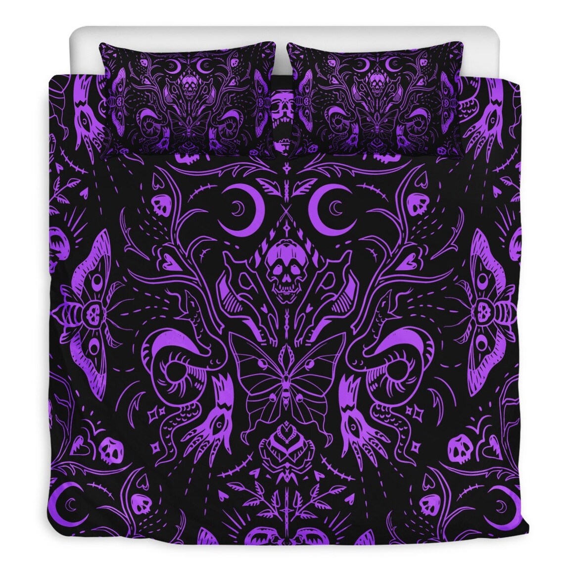 Whimsigoth 3 Piece Bedding Set Witchcore Decor Purple Black Gothic ...