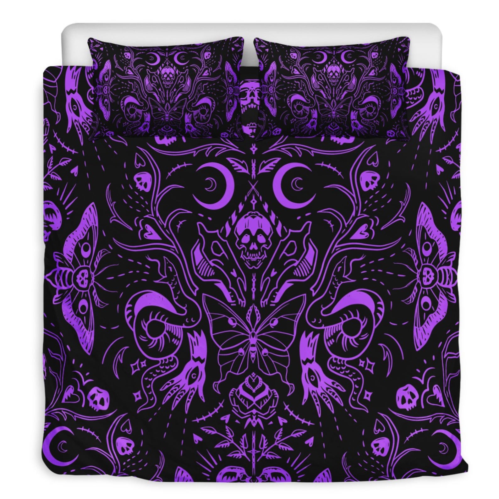 Whimsigoth 3 Piece Bedding Set Witchcore Decor Purple Black Gothic ...
