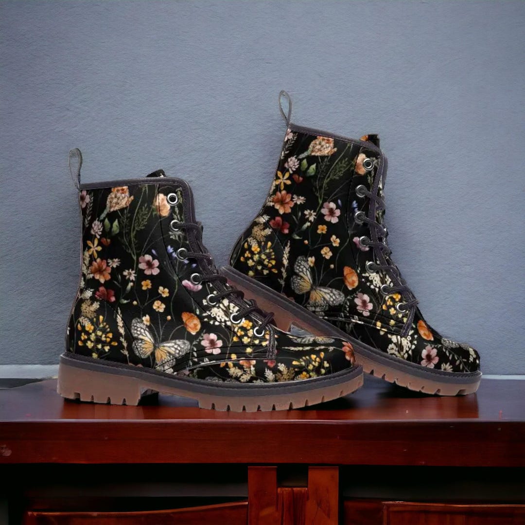 Butterfly Garden Boots, Cottagecore Wildflowers & Butterflies Boots ...
