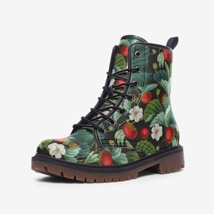 Cottagecore Strawberries Boots, Country Cottage Vegan Boots, Strawberry ...