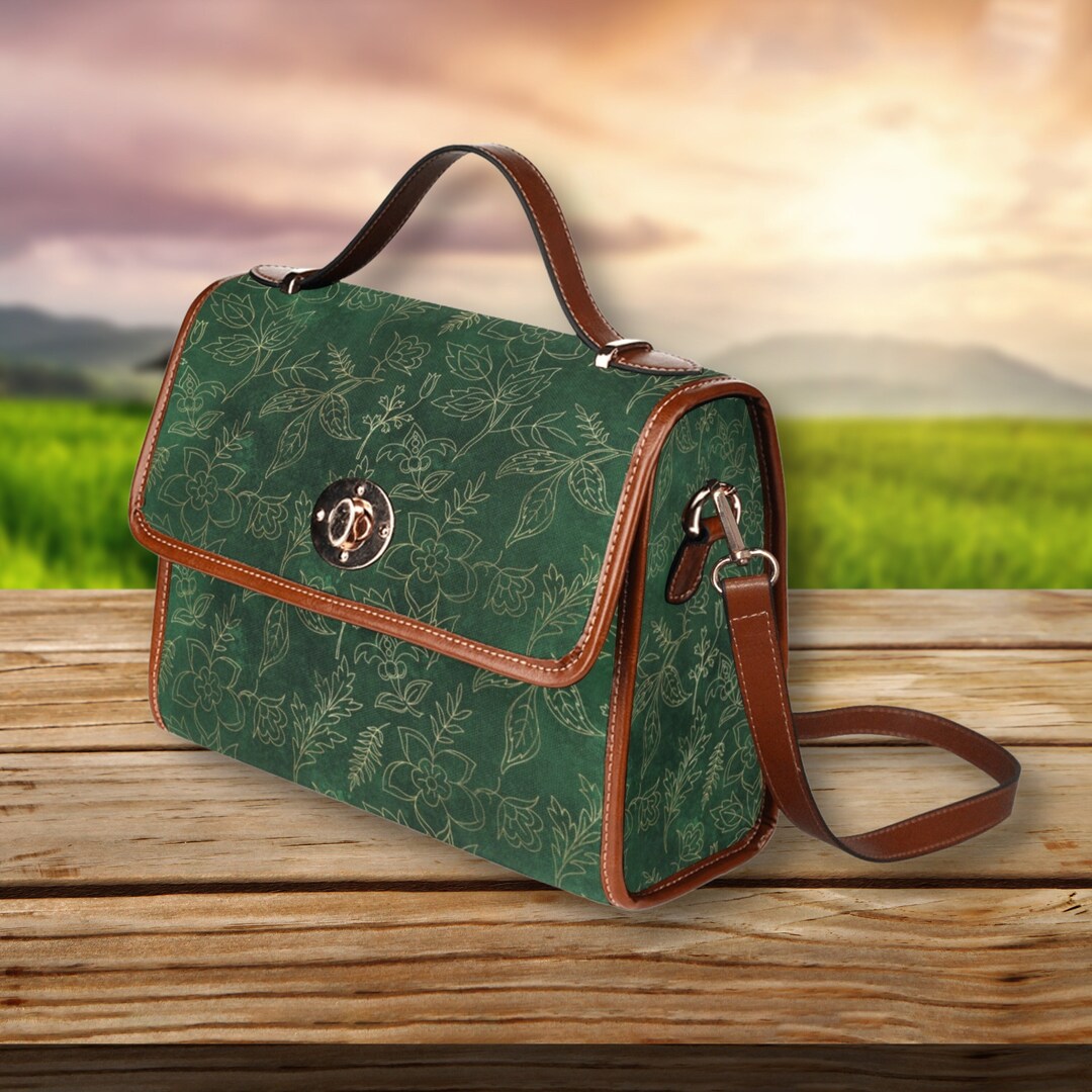 Boho Cottagecore Witchy Canvas Satchel Bag Gold Botanical - Etsy