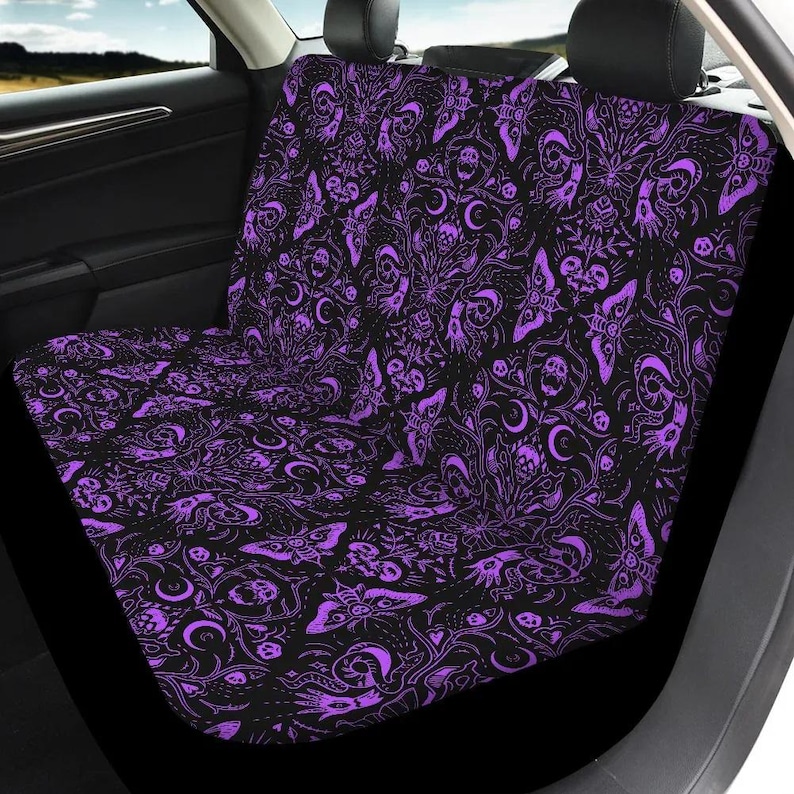 Gothic Car Seat Covers, Skulls Moths Car Seat Covers Set, Front and ...