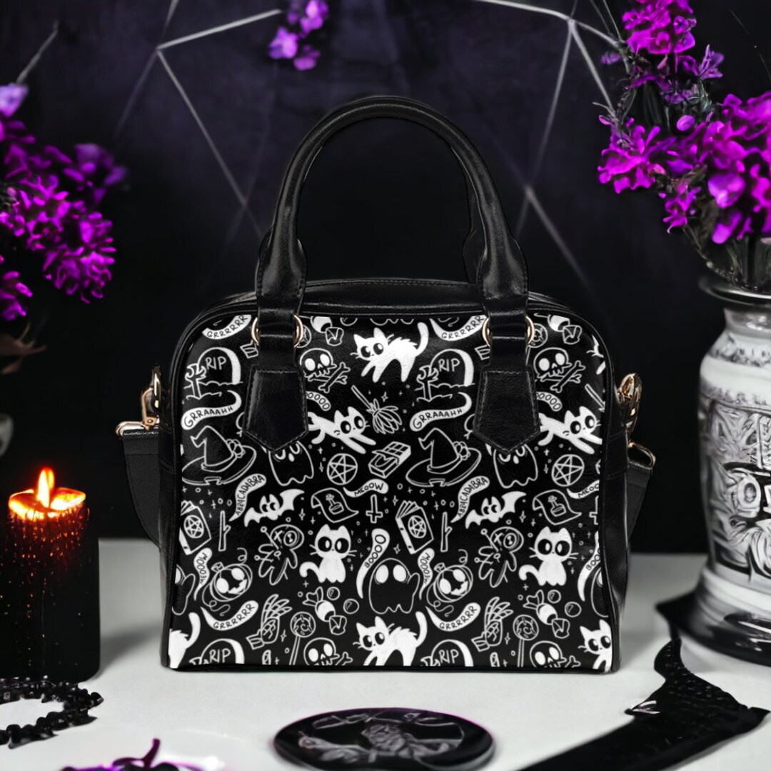 Spooky Cute Handbag, Kawaii Goth Purse, Vegan Leather Kawaii Witch ...