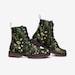 Dark Forest Ferns & Flowers Vegan Boots, Cottagecore Combat Boots, Dark ...