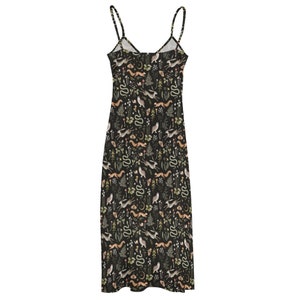 Dark Cottagecore Maxi Dress, Dark Forest Pattern Dress, Woodland Motif ...
