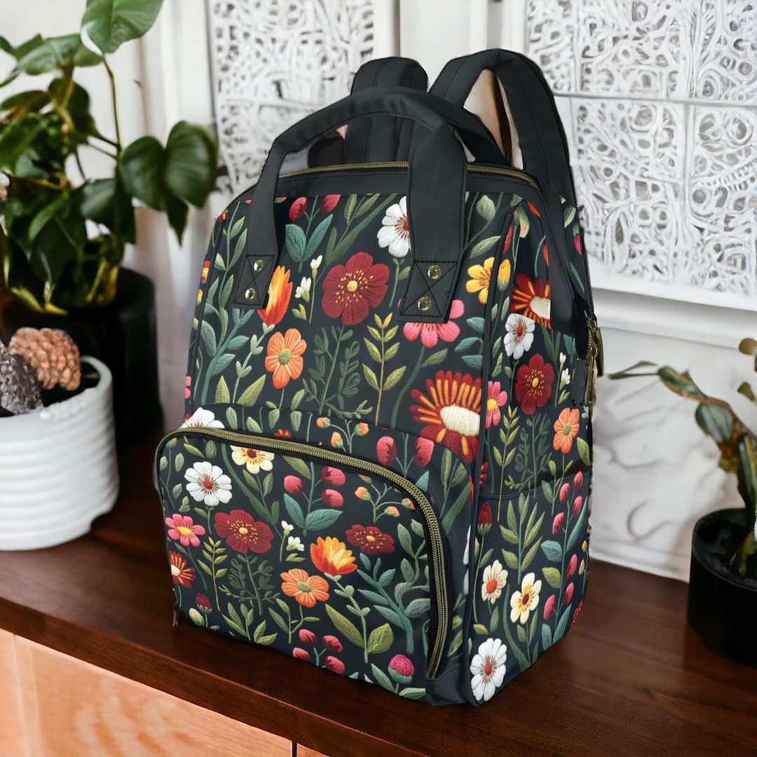 Dark Cottagecore Faux-embroidery Folk Art Flowers Multifunctional ...