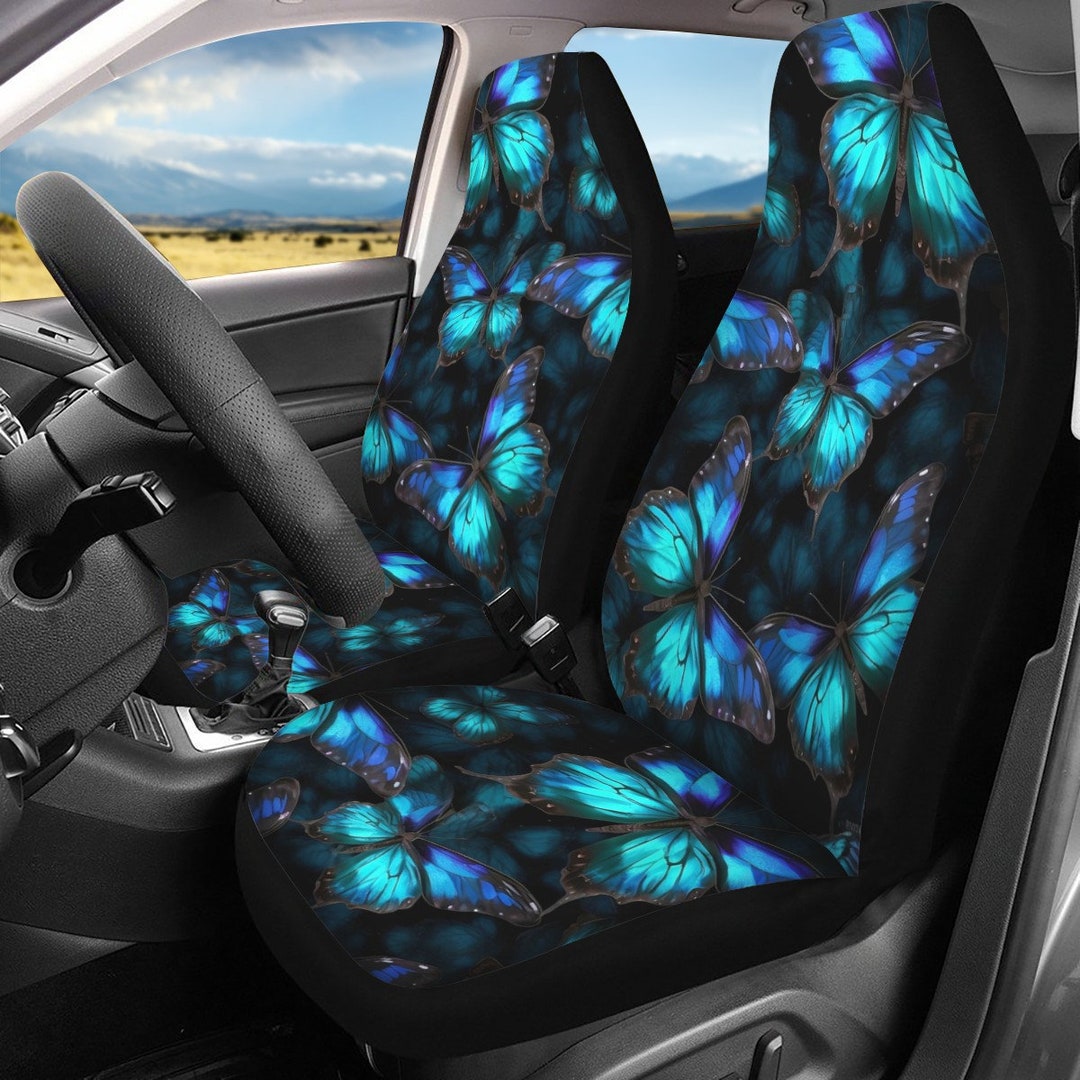 Morpho Blue Butterflies Car Seat Covers, Boho Butterflies Car Seat ...