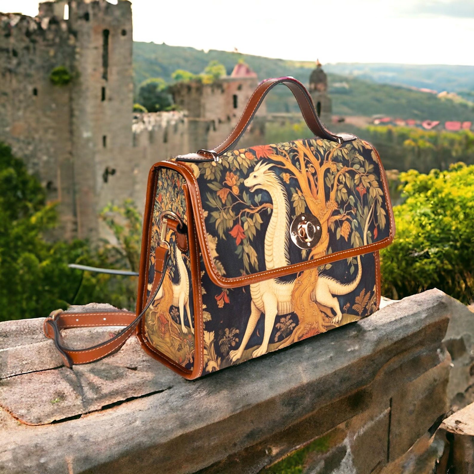 Medieval Woodland Dragon Satchel, Cottagecore Dragon Cross Body Bag ...