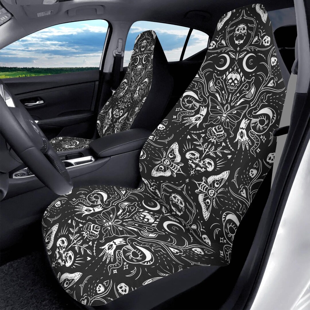 Gothic Skulls & Moths Car Seat Covers: Witchy Car Decor Set - Etsy