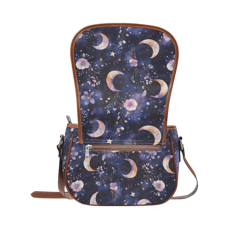 Whimsical Watercolor Floral Moons Crossbody Saddle Bag, Witchy Boho ...