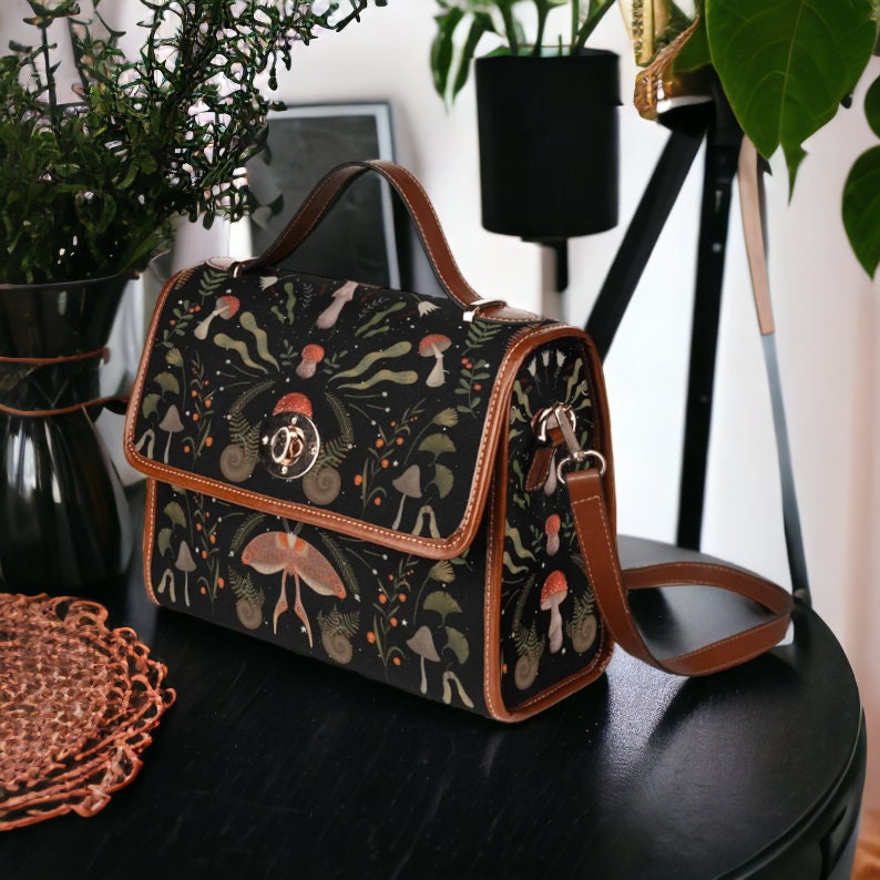 Mystical Dark Forest Satchel, Dark Cottagecore Cross-body Witch Satchel ...