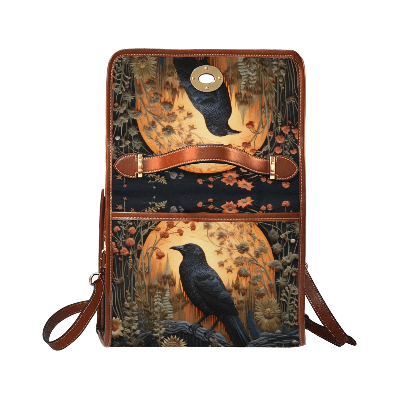 Dark Cottage Goth Faux-embroidery Crow Satchel, Dark Cottagecore Raven ...