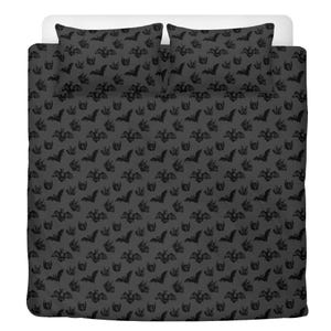 Gothic Bats Duvet Cover Set, Dark Aesthetic Bedding, Spooky Cute Bats ...