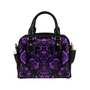 Gothic Handbag, Gothic Skulls Moths Purse, Vegan Leather Witchy Purse ...