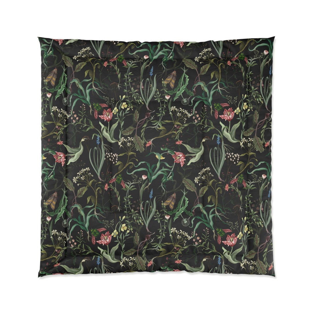 Moody Cottagecore Comforter Queen, King Twin Dark Witchy Floral Bedding ...