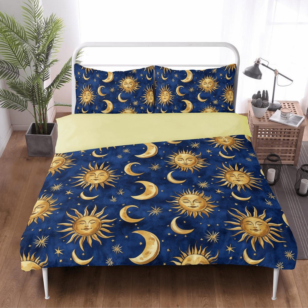 Whimsigoth Duvet Cover Set, Celestial Sun & Moon Bedding, 90s Nostalgia ...