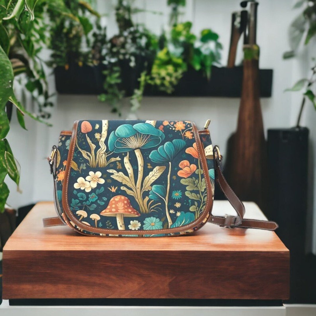 Boho Mushrooms Saddle Bag Purse, Boho Cottagecore Cross-body Bag, Boho ...