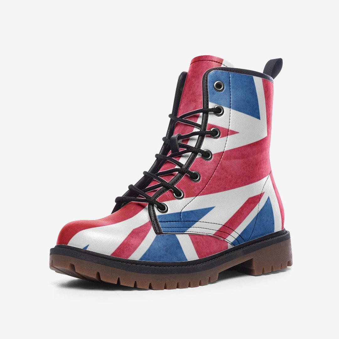 Union Jack Vegan Leather Combat Boots British Flag Unisex - Etsy