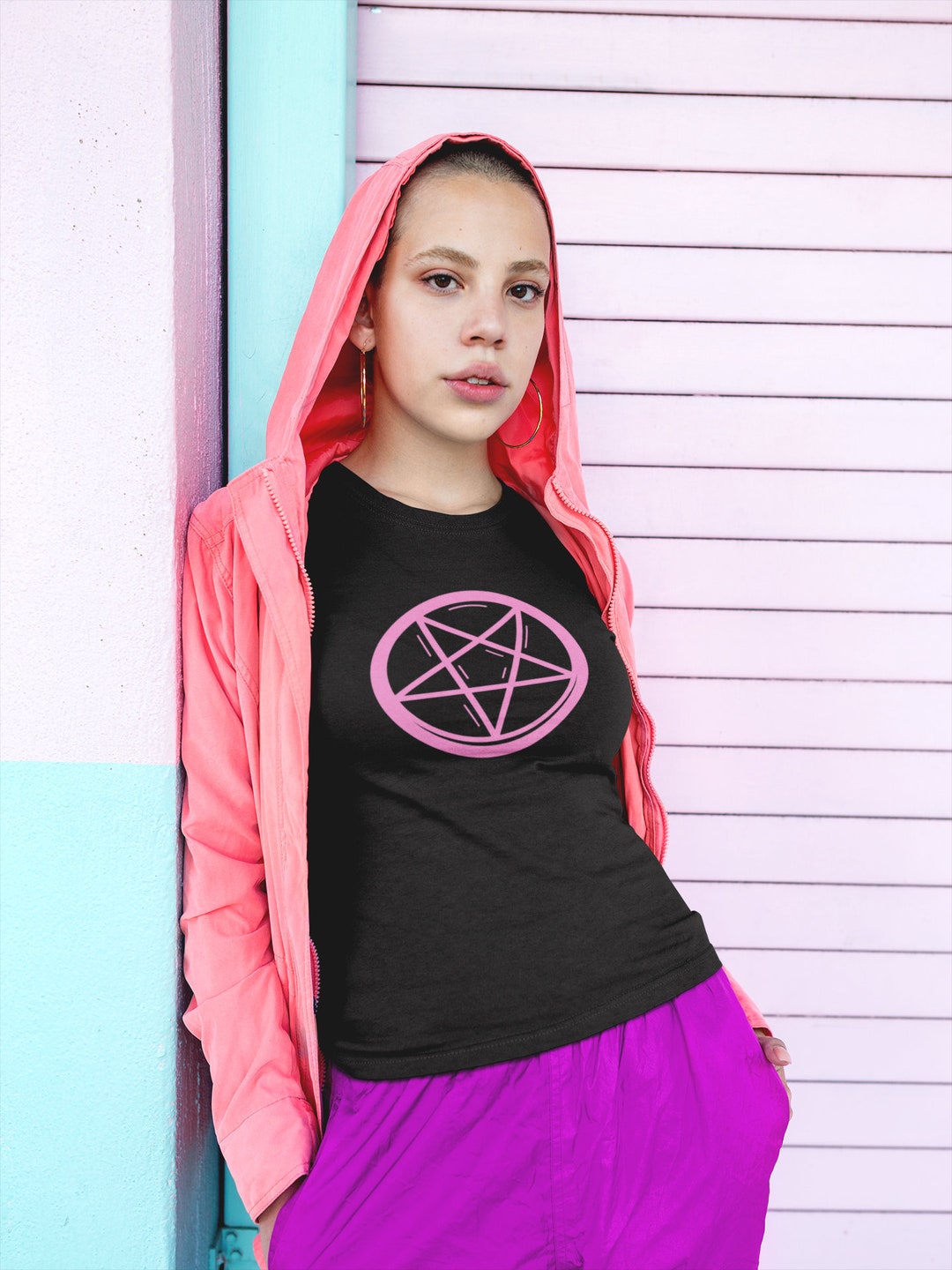 Pastel Pink Pentagram Tshirt, Pastel Witchcore Occult Symbol Shirt ...