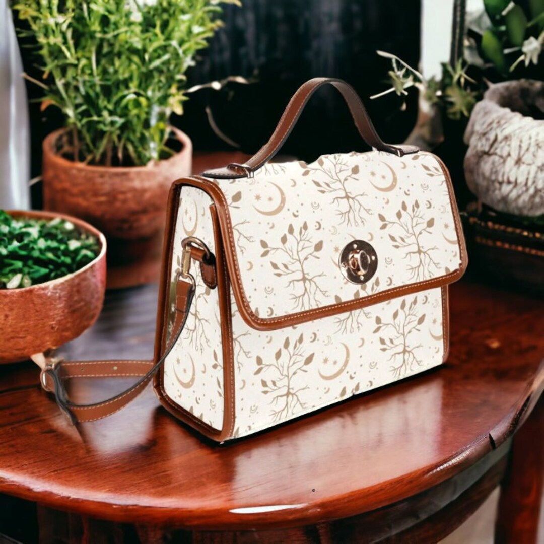 Witch Canvas Satchel Bag, Celestial Witchcore Cross Body Purse, Canvas ...