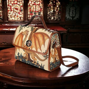 Boho Medieval Dragon Handbag, Cottagecore Dragon Satchel Bag ...