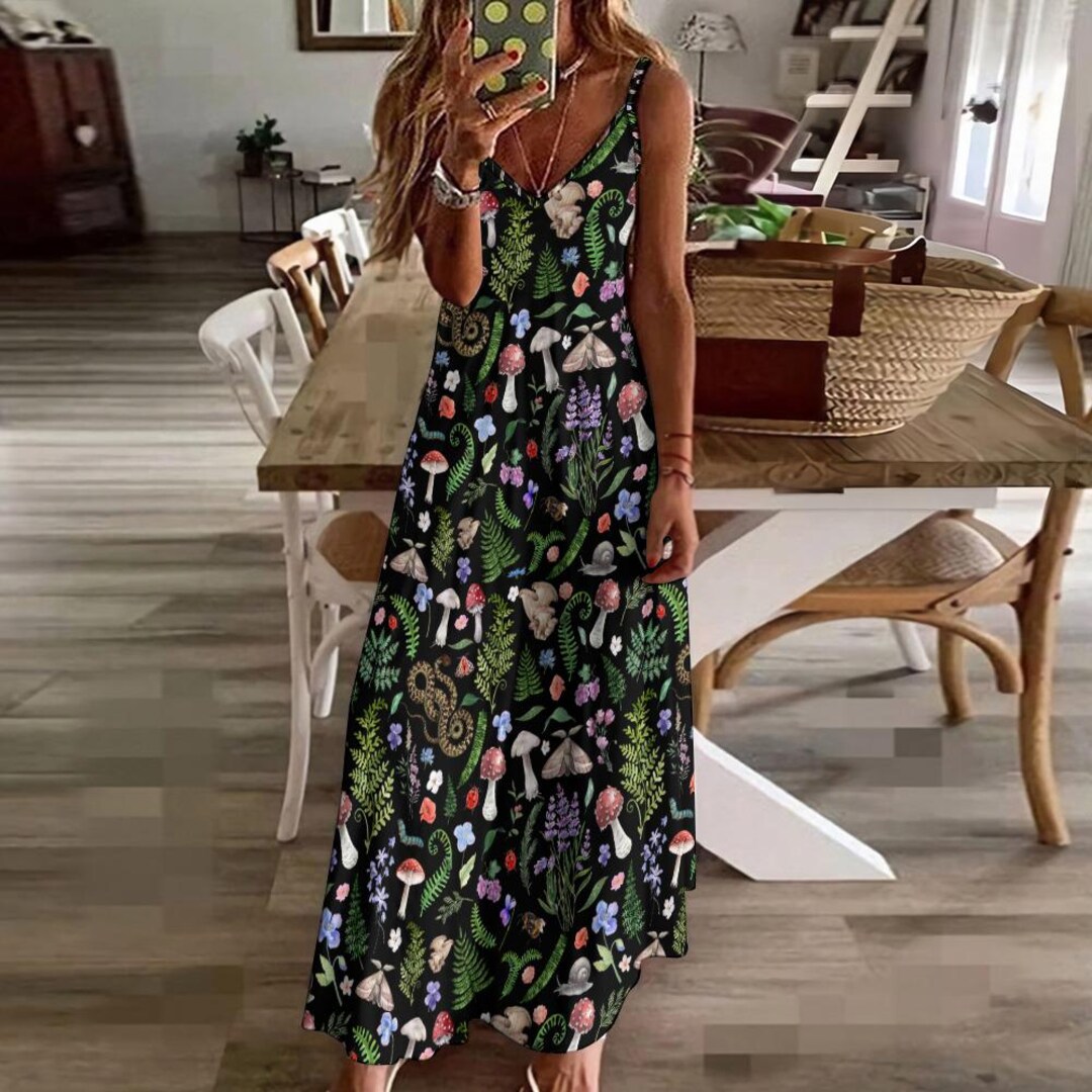Dark Forest Dreams Boho Maxi Dress, Forestcore Goblincore Woodland ...