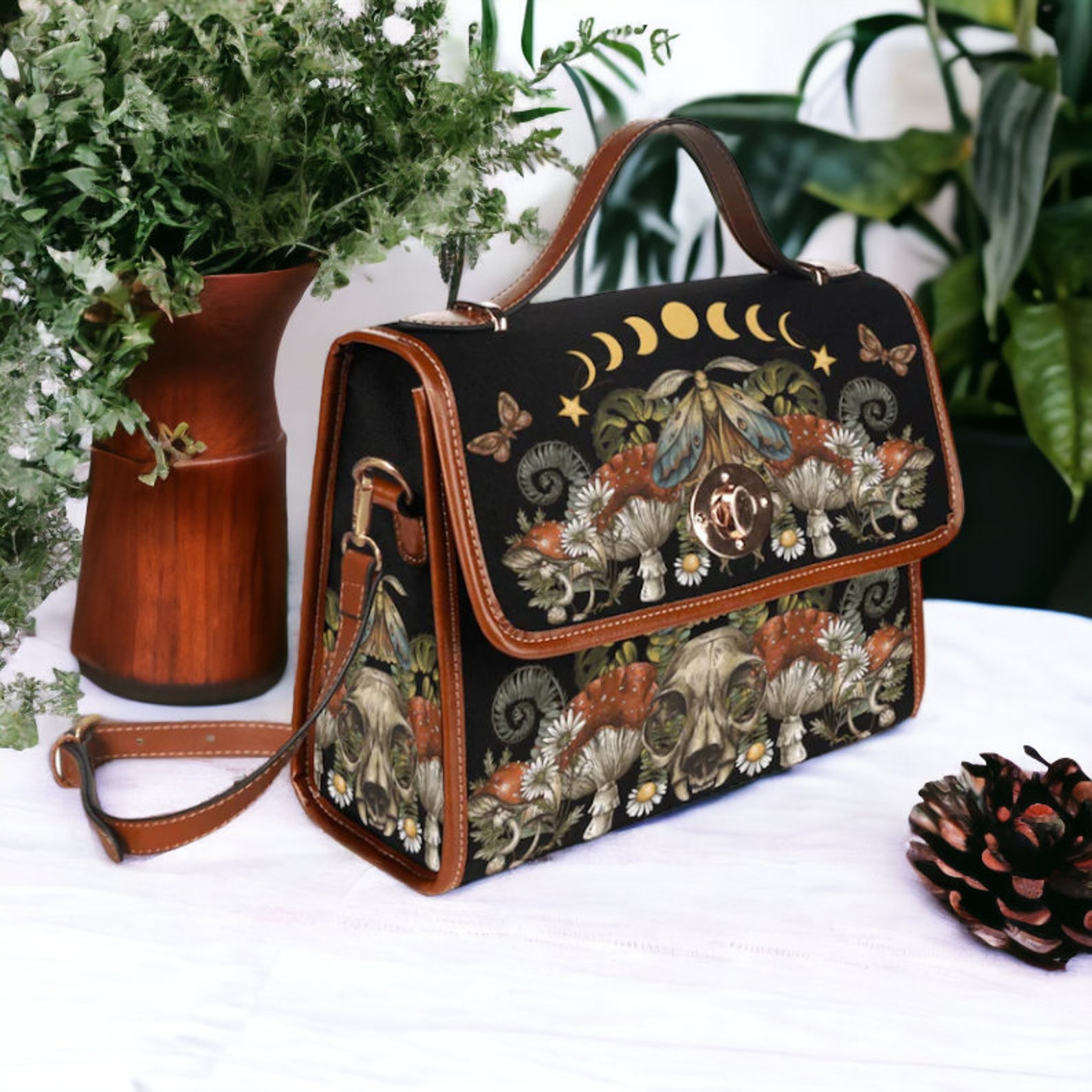 Witch Canvas Satchel Bag, Faecore Goblincore Witchcore Cross Body Bag ...