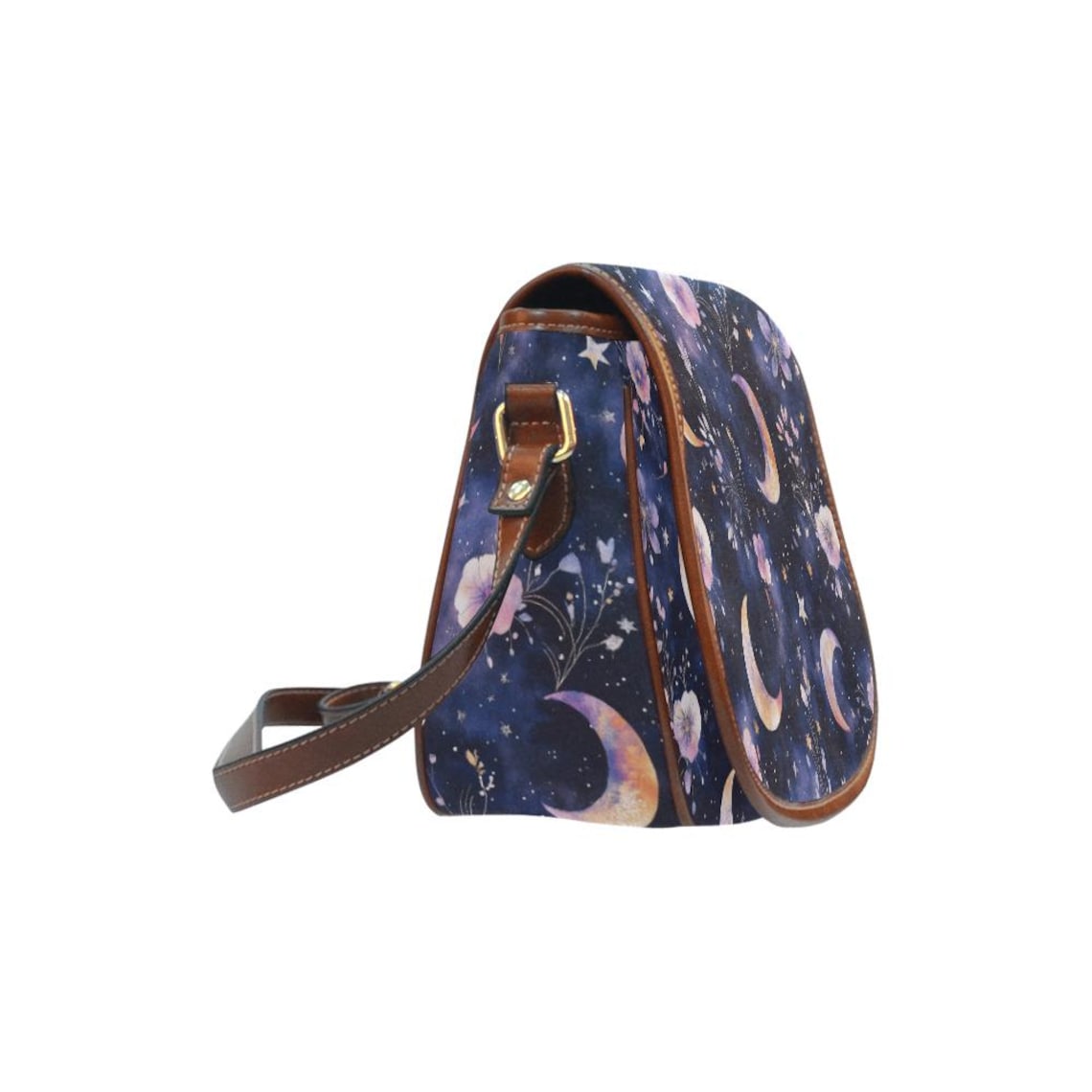 Whimsical Watercolor Floral Moons Crossbody Saddle Bag, Witchy Boho ...