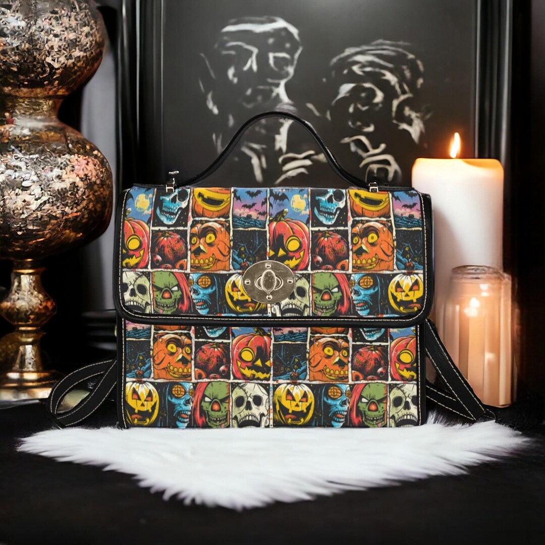 Creepy Halloween Comics Canvas Satchel, Horror Comics Purse, Spooky ...