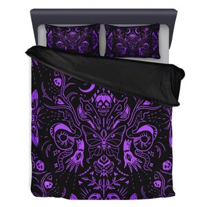 Whimsigoth 3 Piece Bedding Set Witchcore Decor Purple Black Gothic ...