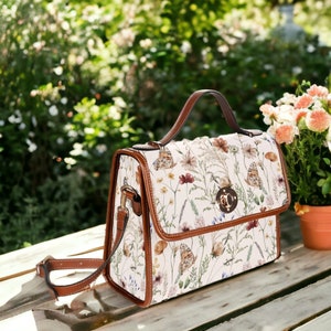 Cottagecore Butterflies Wildflowers Canvas Satchel Bag and Wallet Set ...