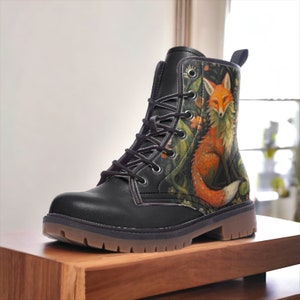 Fox Vegan Combat Boots, Magic Story Fables Forestcore Fox Boots,dark ...
