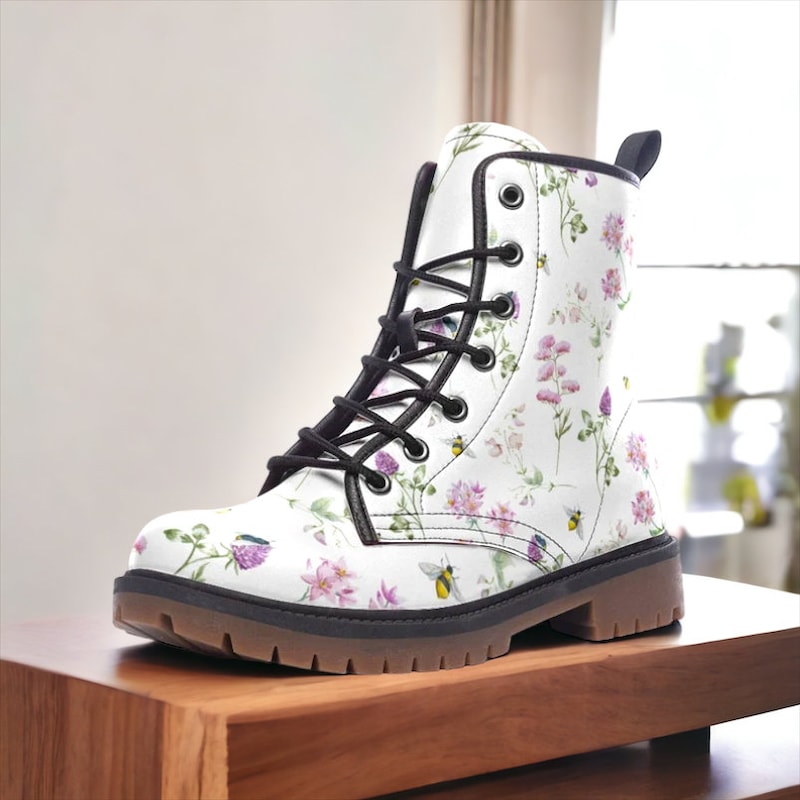 Floral Laced up Boots - Etsy