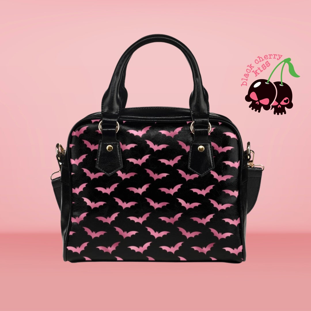 Pink Bats Bag Pastel Goth Hot Pink Bats Purse Vegan Leather - Etsy